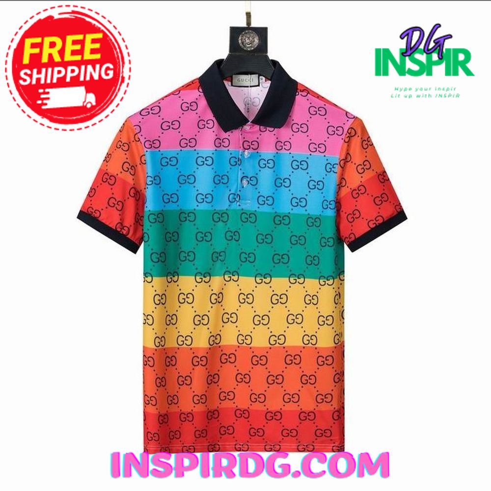 Gucci Limited Edition Multicolour Psychedelic LGBT Polo Shirt - InspirDG