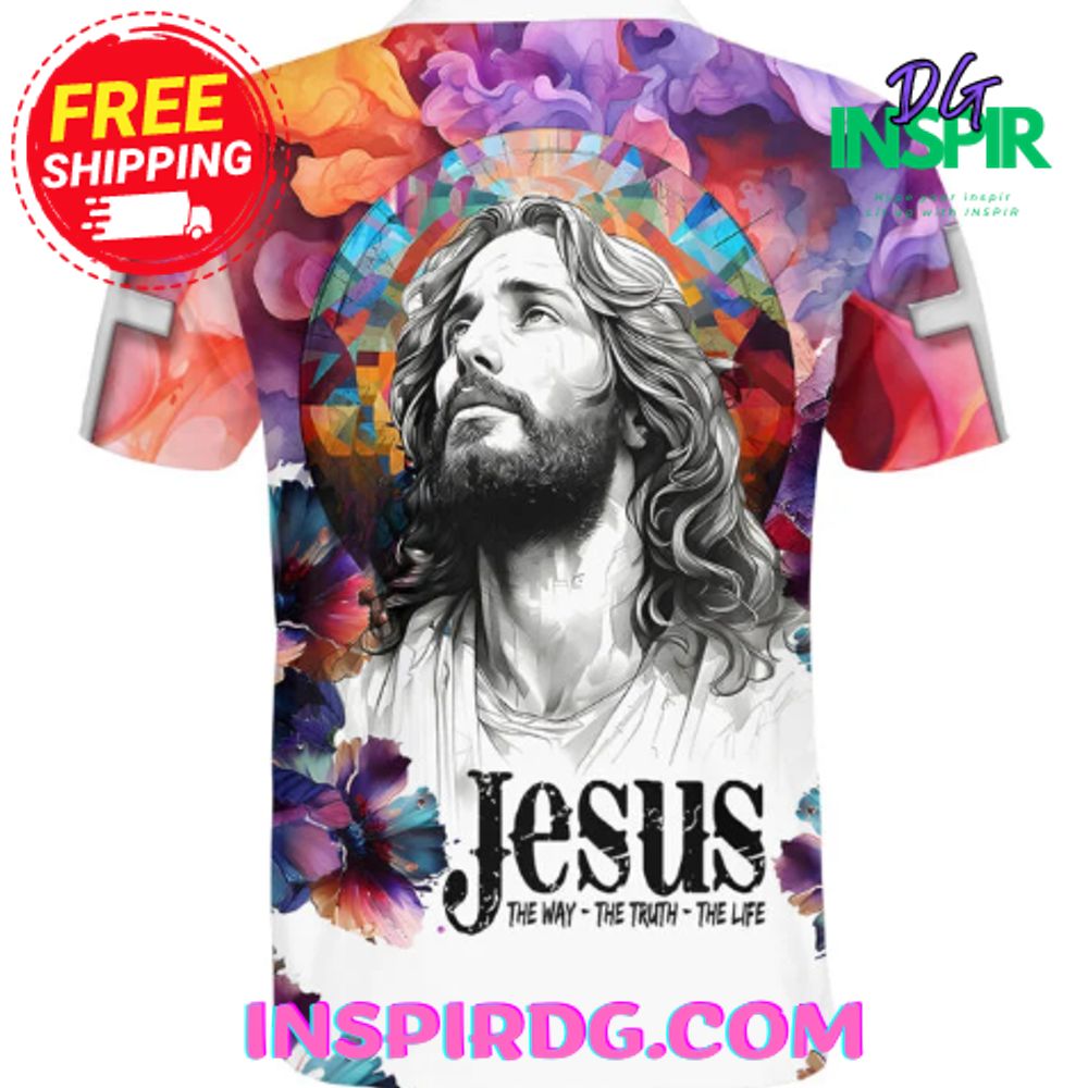 Jesus Colorful Psychedelic Polo Shirt - InspirDG