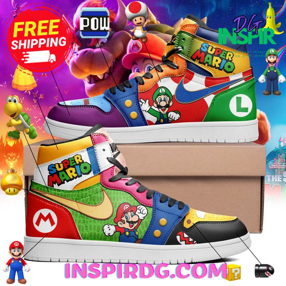 Nintendo Super Mario Nike Air Jordan 1 High Top - InspirDG